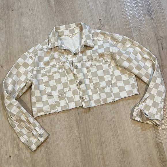 Glassons | Jackets & Coats | Glassons Like New Checkered Cropped Jean ...